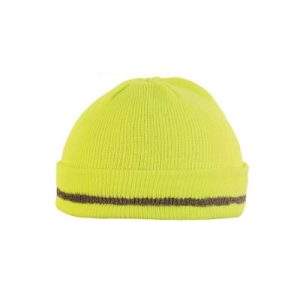 Hi Viz Lime Knitted Toque With Reflective Silver Stripe One Size - SB ...