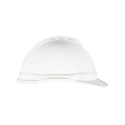 MSA 10034018 White Vented Hard Hat Cap Style With 4-Point Fas-Trac III ...